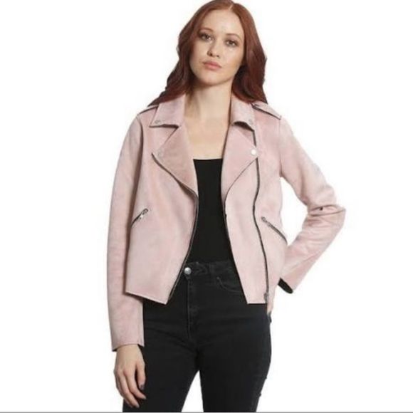 Philosophy | Jackets & Coats | Philosophy Suede Pink Faux Leather Suede Moto Biker Jacket | Poshmark